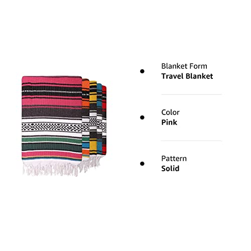 ThermaSnug Mexican Blanket - Handwoven Serape Blanket Perfect as Yoga Blanket, Bed Blanket, Hiking Blanket, Party Decoration Table Runner.