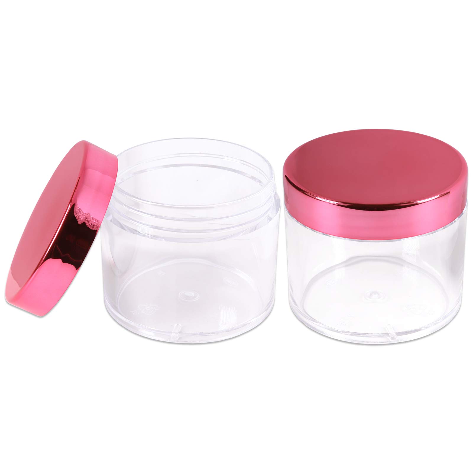 Beauticom 2 oz./ 60 Grams/ 60 ML Thick Wall Round Clear Plastic LEAK-PROOF Jars Container with ROSE GOLD Lids for Cosmetic, Lip Balm, Creams, Lotions, Liquids (36 Jars, Rose Gold)