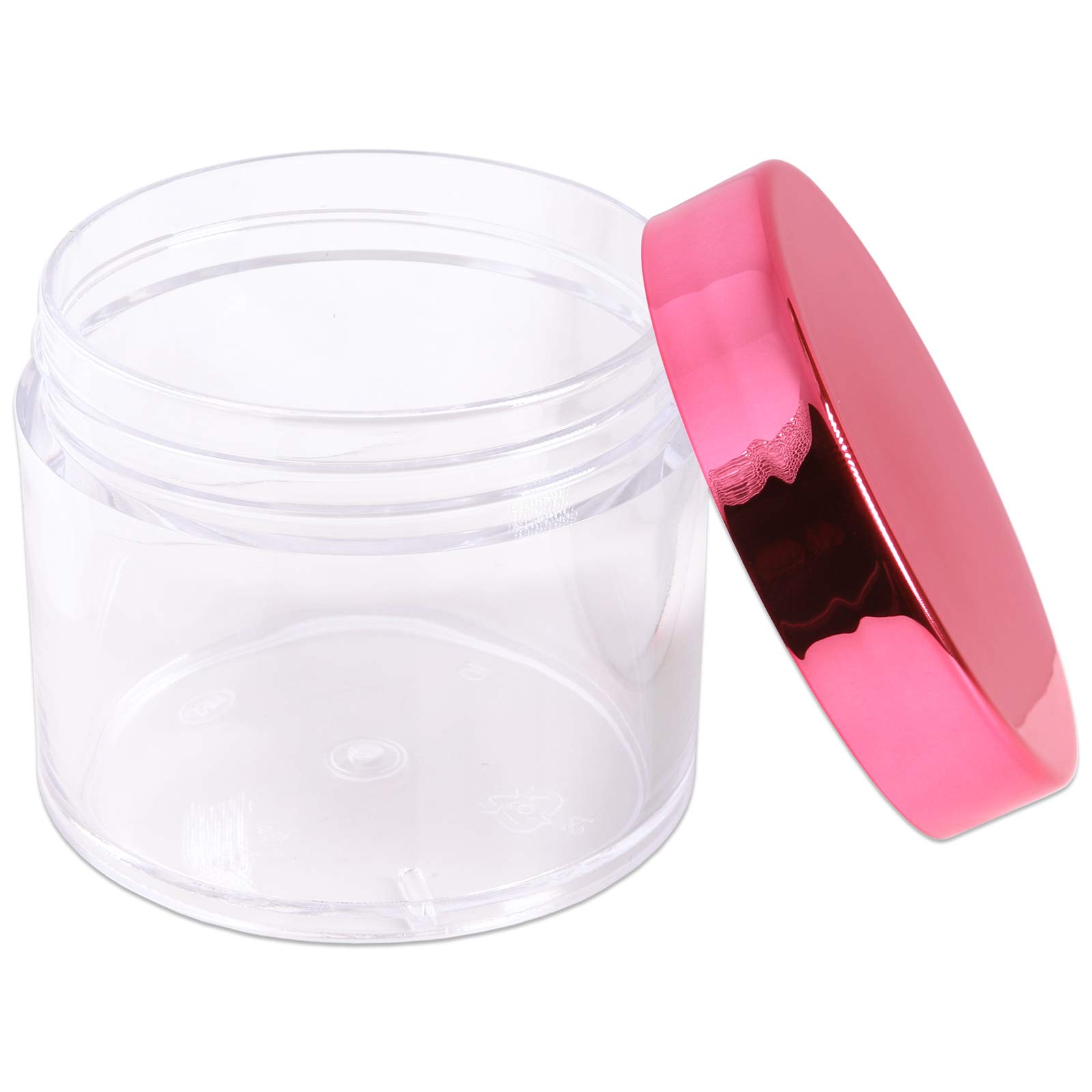 Beauticom 2 oz./ 60 Grams/ 60 ML Thick Wall Round Clear Plastic LEAK-PROOF Jars Container with ROSE GOLD Lids for Cosmetic, Lip Balm, Creams, Lotions, Liquids (36 Jars, Rose Gold)
