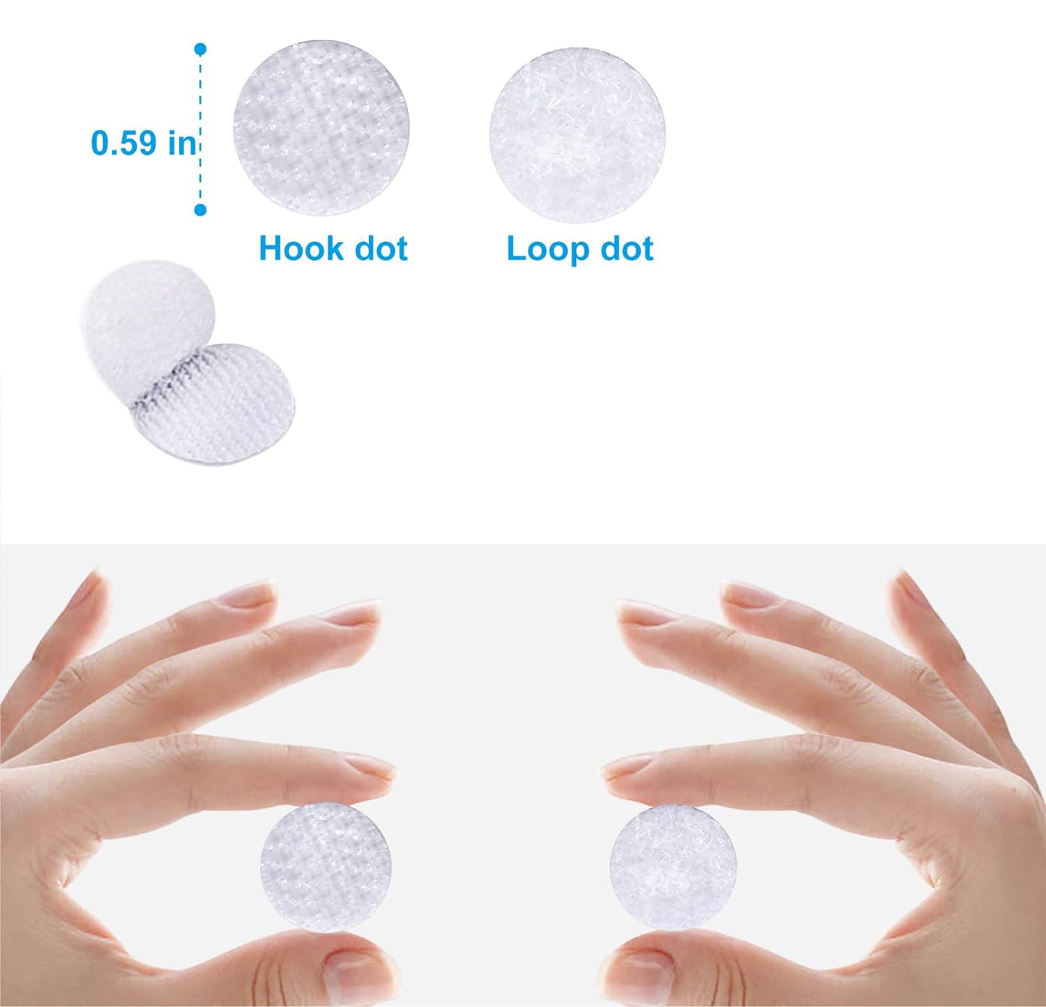 Self Adhesive Dots, Strong Adhesive 450 Pcs (225 Pairs) 0.59 inch Diameter Sticky Back Coins Nylon Coins, Hook Loop Dots with Waterproof Sticky Glue Coins Tapes, Suitable for Classroom, Office, Home