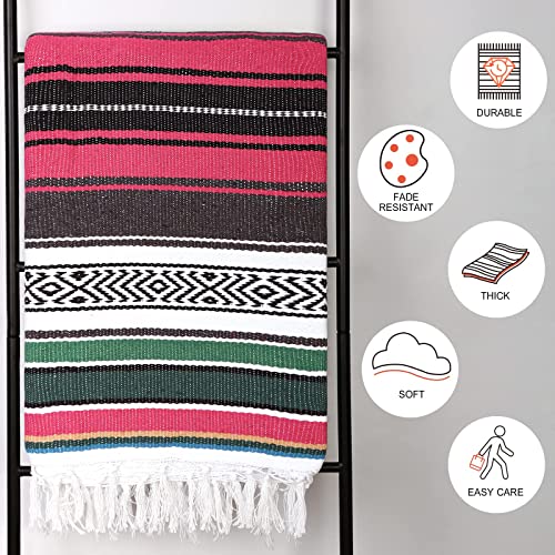 ThermaSnug Mexican Blanket - Handwoven Serape Blanket Perfect as Yoga Blanket, Bed Blanket, Hiking Blanket, Party Decoration Table Runner.