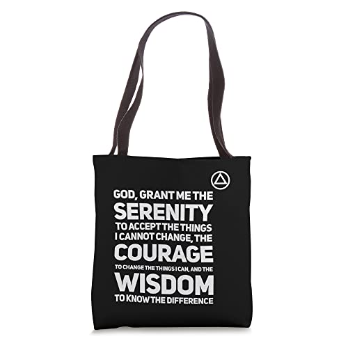 SERENITY PRAYER WITH AA LOGO ALCOHOLICS ANONYMOUS Tote Bag