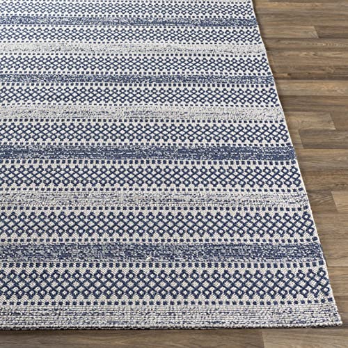 Mark&Day Area Rugs, 8x10 Stone Bohemian/Global Dark Blue Area Rug, Denim/Gray/White for Living Room, Bedroom or Kitchen (7'10" x 10'2")