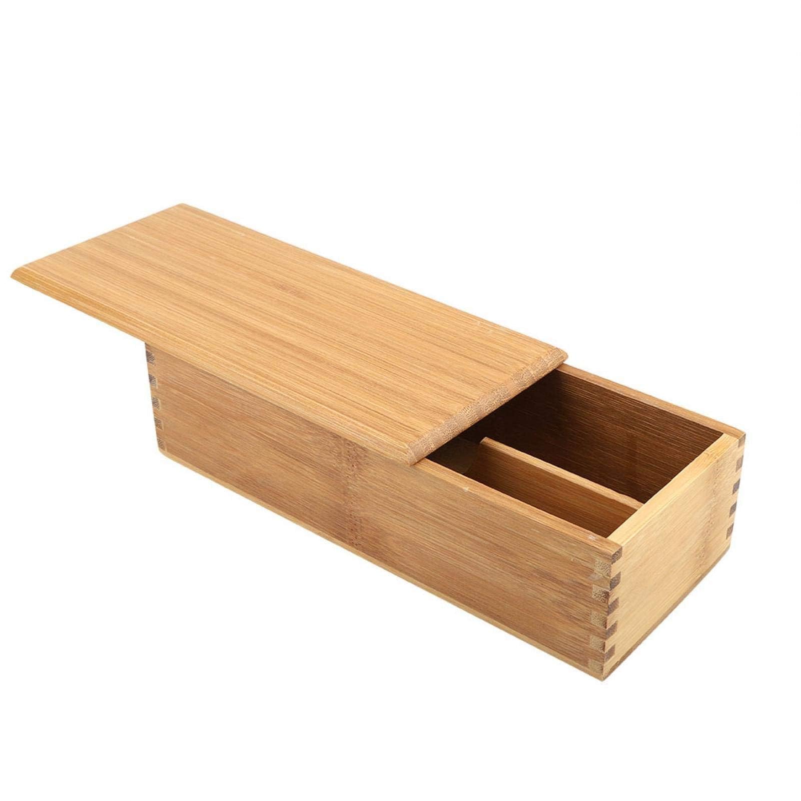 Wooden Cutlery Box with Lid, Small Drawer Organizer Kitchen, Cutlery Organizer in Drawer for Spoon Chopsticks Storage Box Container for Kitchen Countertop Dining Table 27 X 11 X 6.6cm