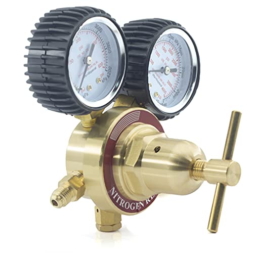 RX WELD Nitrogen Regulator with 0-600 PSI Delivery Pressure Equipment Brass Inlet Outlet Connection Gauges,Great for HVAC Purging, Brazing and Soldering