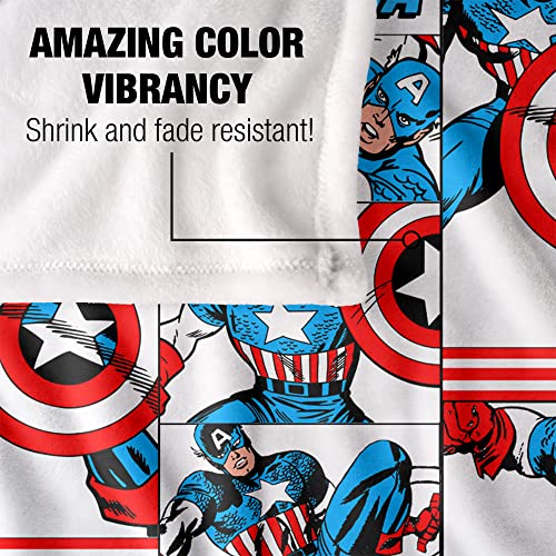 Marvel Captain America Blanket, 36"x58", Captain America Tiles, Silky Touch Super Soft Throw Blanket