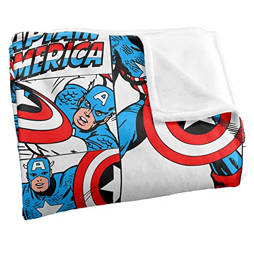 Marvel Captain America Blanket, 36"x58", Captain America Tiles, Silky Touch Super Soft Throw Blanket