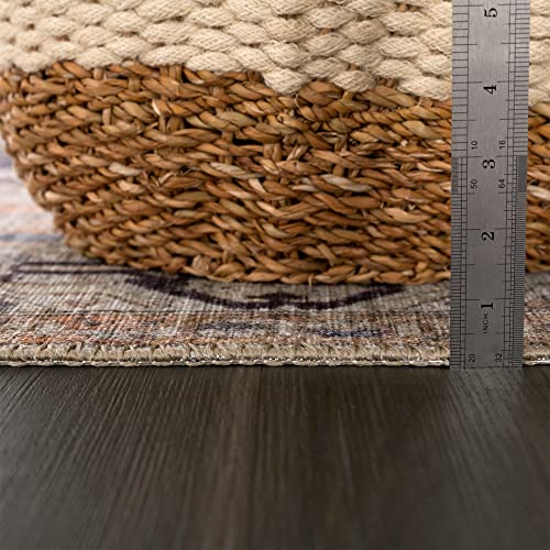 Bloom Rugs Washable 3x5 Rug - Orange/Blue/Beige Traditional, Distressed Area Rug for Living Room, Bedroom, Dining Room and Kitchen - Exact Size: 3' x 5'