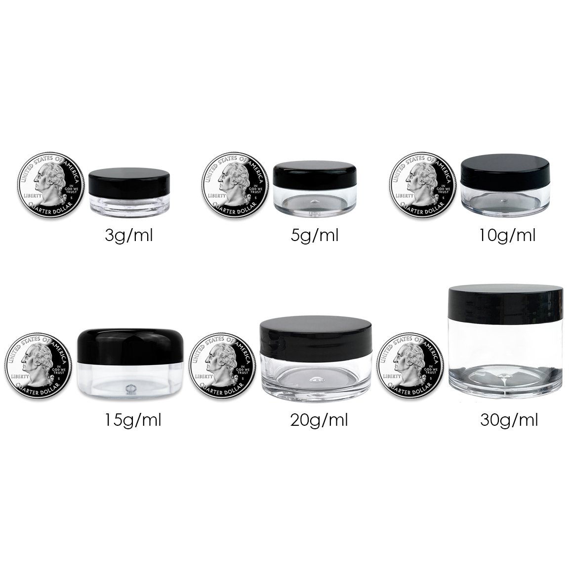 (Quantity: 30 Pieces) Beauticom 30G/30ML (1 Oz) Round Clear Jars with Black Flat Top Lids for Beads, Gems, Glitter, Charms, Small Arts and Crafts - BPA Free