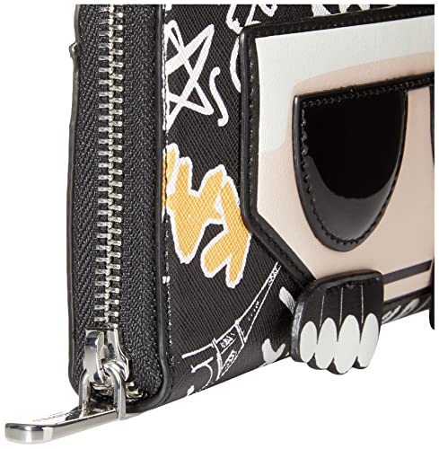 Karl Lagerfeld Paris Women's Maybelle Zip Wallet, Black/Orange SLG, One Size