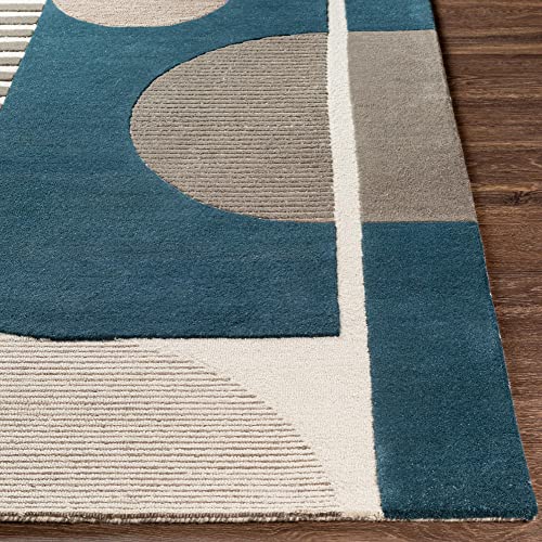 Mark&Day Area Rugs, 9x12 Vinkebrug Modern Teal Area Rug Blue Gray White Carpet for Living Room, Bedroom or Kitchen (8'10" x 12')