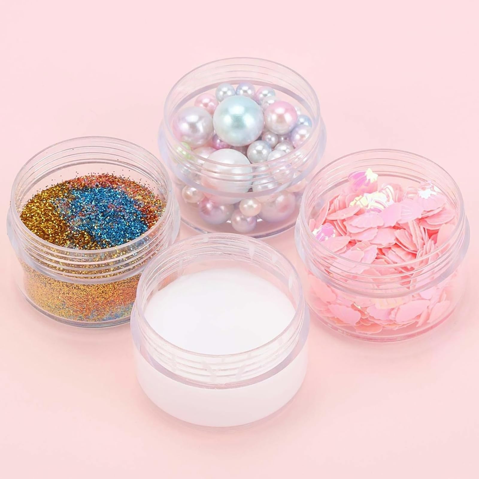 24 Pcs 15ml/0.5oz Cosmetic Jars with Lids,Plastic Jars Round Clear Cosmetic Container Jars with White Lids, Plastic Slime Jars for Beauty Product, Lotion, Cream, Travel Storage (White Lid)