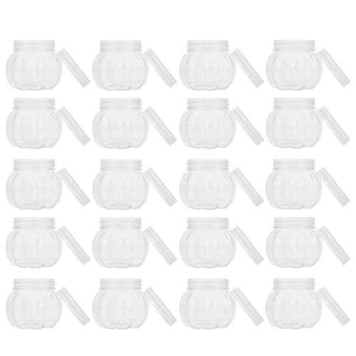 Mini Halloween Candy Jar Plastic Halloween Candy Jars with Lids 20PCS Pumpkin Shaped Clear Cookie Jar Container Storage Jars for Coffee Bean Nut Spices Canister Party Sweet