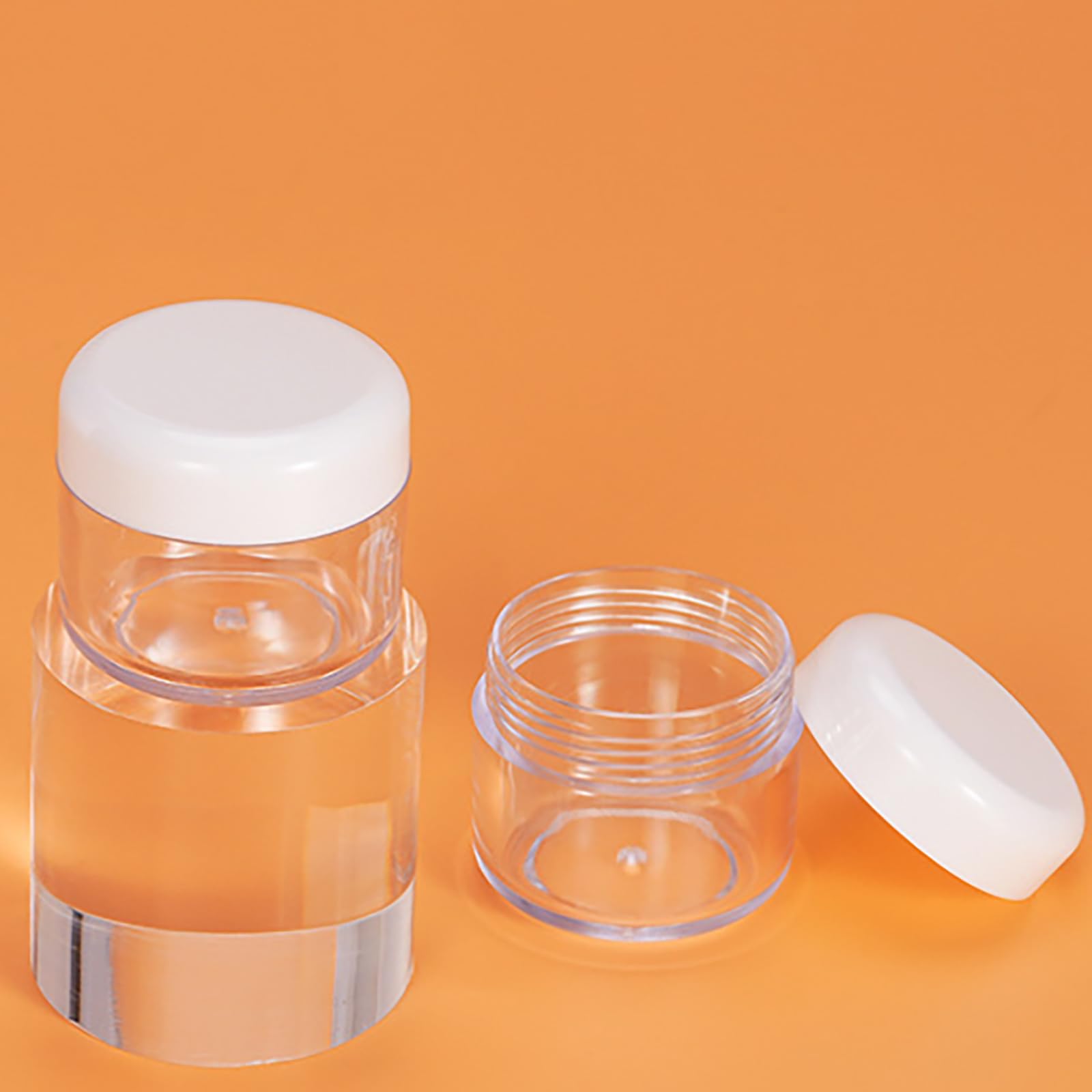 24 Pcs 15ml/0.5oz Cosmetic Jars with Lids,Plastic Jars Round Clear Cosmetic Container Jars with White Lids, Plastic Slime Jars for Beauty Product, Lotion, Cream, Travel Storage (White Lid)