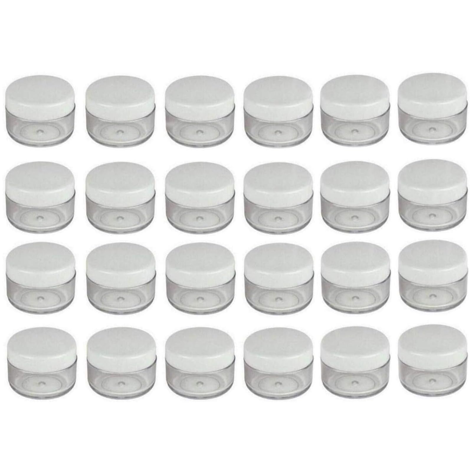 24 Pcs 15ml/0.5ozâ Cosmetic Jars with Lids,Plastic Jars Round Clear Cosmetic Container Jars with White Lids, Plastic Slime Jars for Beauty Product, Lotion, Cream, Travel Storage (White Lid)