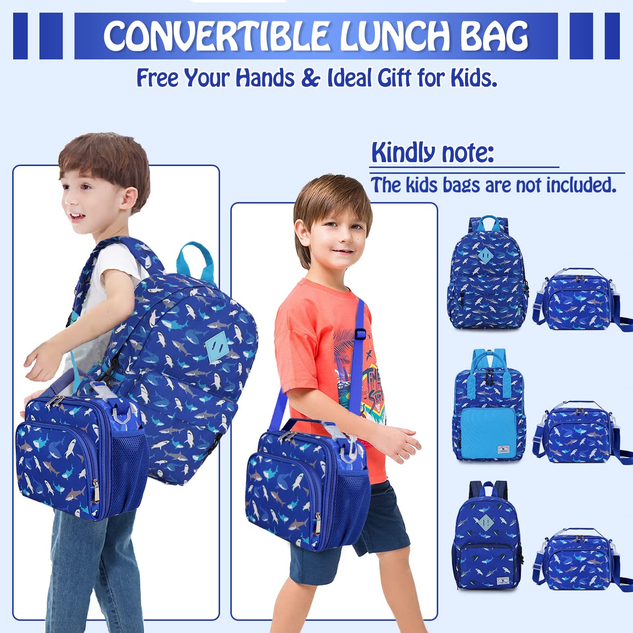 Large Kids Lunch Box, Insulated Lunch Bag for Girls Boys Teens Toddlers Cute School Lunch Tote with Shoulder Strap, VONXURY