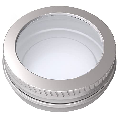 1 Ounce Aluminum Tin Jar 30 ml Refillable Containers Clear Top Screw Lid Round Tin Container Bottle for Cosmetic,Lip Balm, Cream, 12 Pcs.