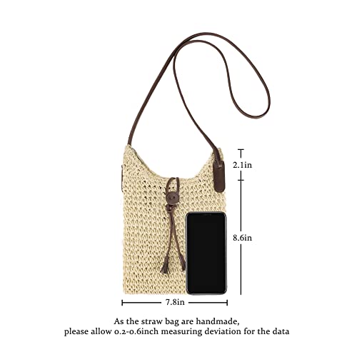 Youjaree Womens Small Straw Crossbody Bag Handwoven Beach Shoulder Bag Handbag Purse with Tassel for Summer (Beige)