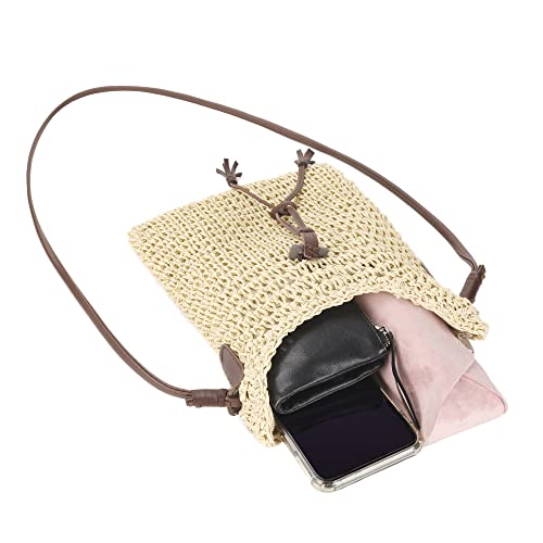 Youjaree Womens Small Straw Crossbody Bag Handwoven Beach Shoulder Bag Handbag Purse with Tassel for Summer (Beige)
