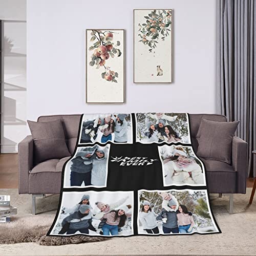 Easycosy Custom Blanket with Photo Personalized Picture Collage Throw Blanket Customized Mothers Day Couples Gifts for Family, Mom, Dad 30"x40"