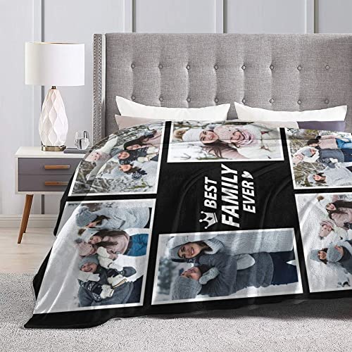Easycosy Custom Blanket with Photo Personalized Picture Collage Throw Blanket Customized Mothers Day Couples Gifts for Family, Mom, Dad 30"x40"