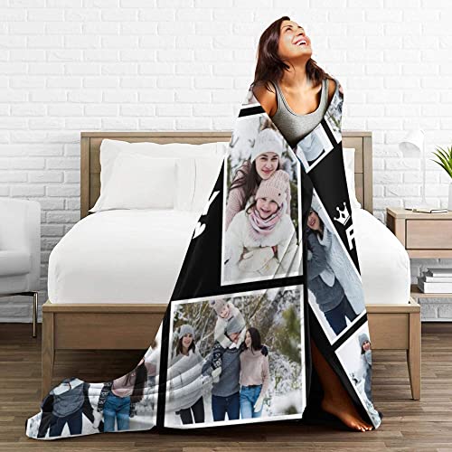 Easycosy Custom Blanket with Photo Personalized Picture Collage Throw Blanket Customized Mothers Day Couples Gifts for Family, Mom, Dad 30"x40"
