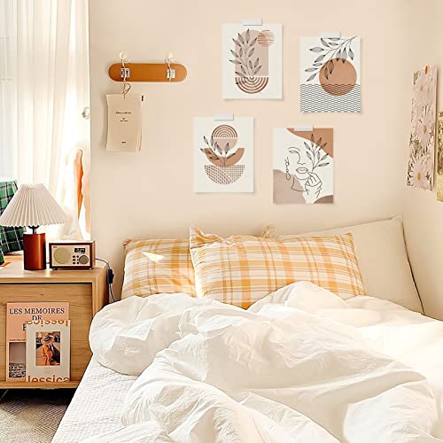 LIYAOLI Boho Neutral Wall Art Prints Line Art Posters for Room Aesthetic Unframed 11 x 14 Inch Set of 6 Minimalist Abstract Mid Century Modern Leaf Wall Decor for Bedroom Living room Office Decor