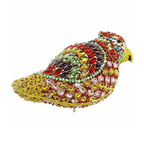 DJBM Women Parrot Animal Rhinestone Crystal Purse Prom Purses and Handbags Bird Evening Clutch for Party Wedding
