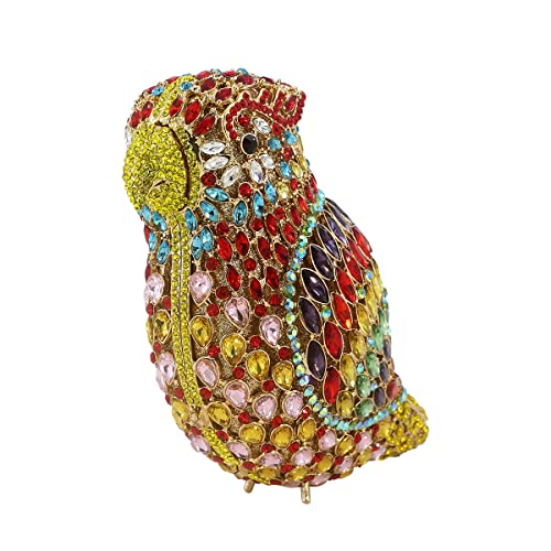 DJBM Women Parrot Animal Rhinestone Crystal Purse Prom Purses and Handbags Bird Evening Clutch for Party Wedding