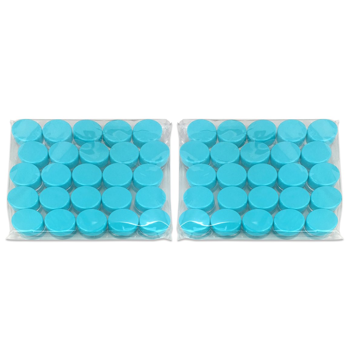 (100 Pieces Jars + Lid) Beauticom 3G/3ML Round Clear Jars with Teal Sky Blue Screw Cap Lids for Scrubs, Oils, Toner, Salves, Creams, Lotions, Makeup Samples, Lip Balms - BPA Free