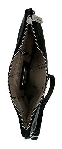 Pierre Cardin Black Leather Small Slouchy Fashion Pouch Clutch for womens