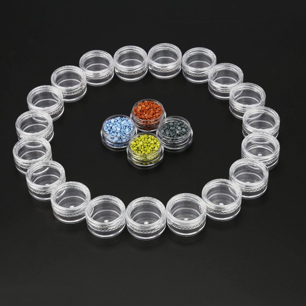 Accmor 100 Pieces 3g Empty Clear Plastic Sample Containers with Lids Cosmetic Pot Jars with 5 Pieces Mini Spatulas by Accmor