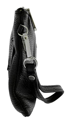 Pierre Cardin Black Leather Small Slouchy Fashion Pouch Clutch for womens