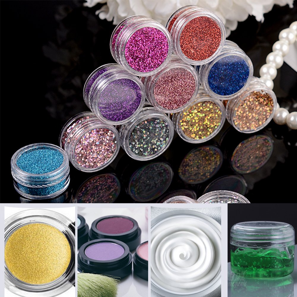 Accmor 100 Pieces 3g Empty Clear Plastic Sample Containers with Lids Cosmetic Pot Jars with 5 Pieces Mini Spatulas by Accmor