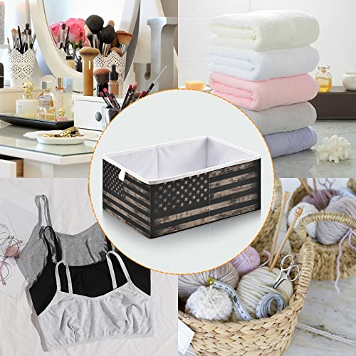 xigua American Flag Camouflage Rectangle Storage Bin Large Collapsible Storage Basket Toys Clothes Organizer Box for Shelf Closet Bedroom Home Office, 15.8 x 10.6 x 7 Inch