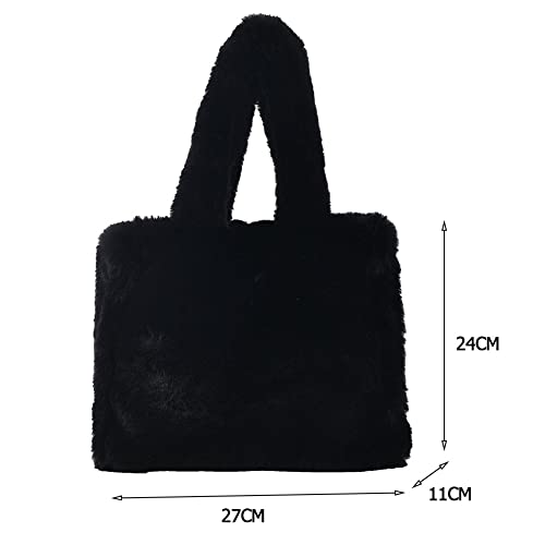 Large Fluffy Tote Bag for Women Plush Handbag Tote Purse Furry Hobo Bag Soft Plush Bag for Autumn Winter