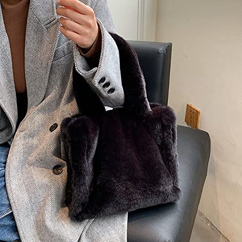 Large Fluffy Tote Bag for Women Plush Handbag Tote Purse Furry Hobo Bag Soft Plush Bag for Autumn Winter