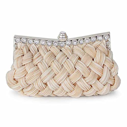 Kami-jia Weaving Diamante Crystal Prom Cocktail Party Wedding Engagement Evening Bag Purse Clutch Pouch 9.26' 1.18'