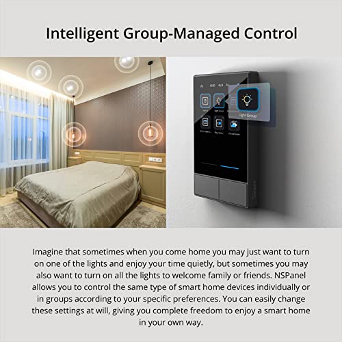 SONOFF NSPanel WiFi Smart Scene Wall Switch,2-Switch Panel Smart Home Control,Touchscreen Control for Smart Temperature Function,Lights,Work with Alexa & Google Home Assistant,Black