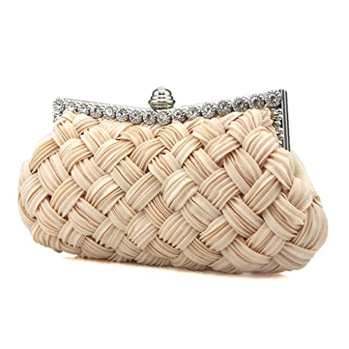 Kami-jia Weaving Diamante Crystal Prom Cocktail Party Wedding Engagement Evening Bag Purse Clutch Pouch 9.26' 1.18'