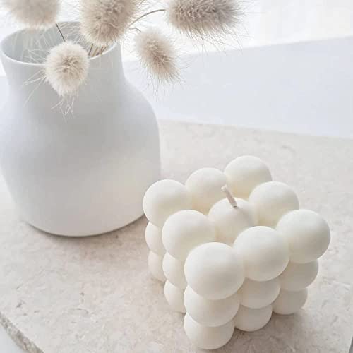 Bubble Candle Soy Wax Scented Candle Home Decor Candle Bubble Cube Candle Cube Shaped Candles Decorative Candle for Bedroom Wedding Room Decor Aesthetic Freesia and Bluebell Fragrance (White Blue)