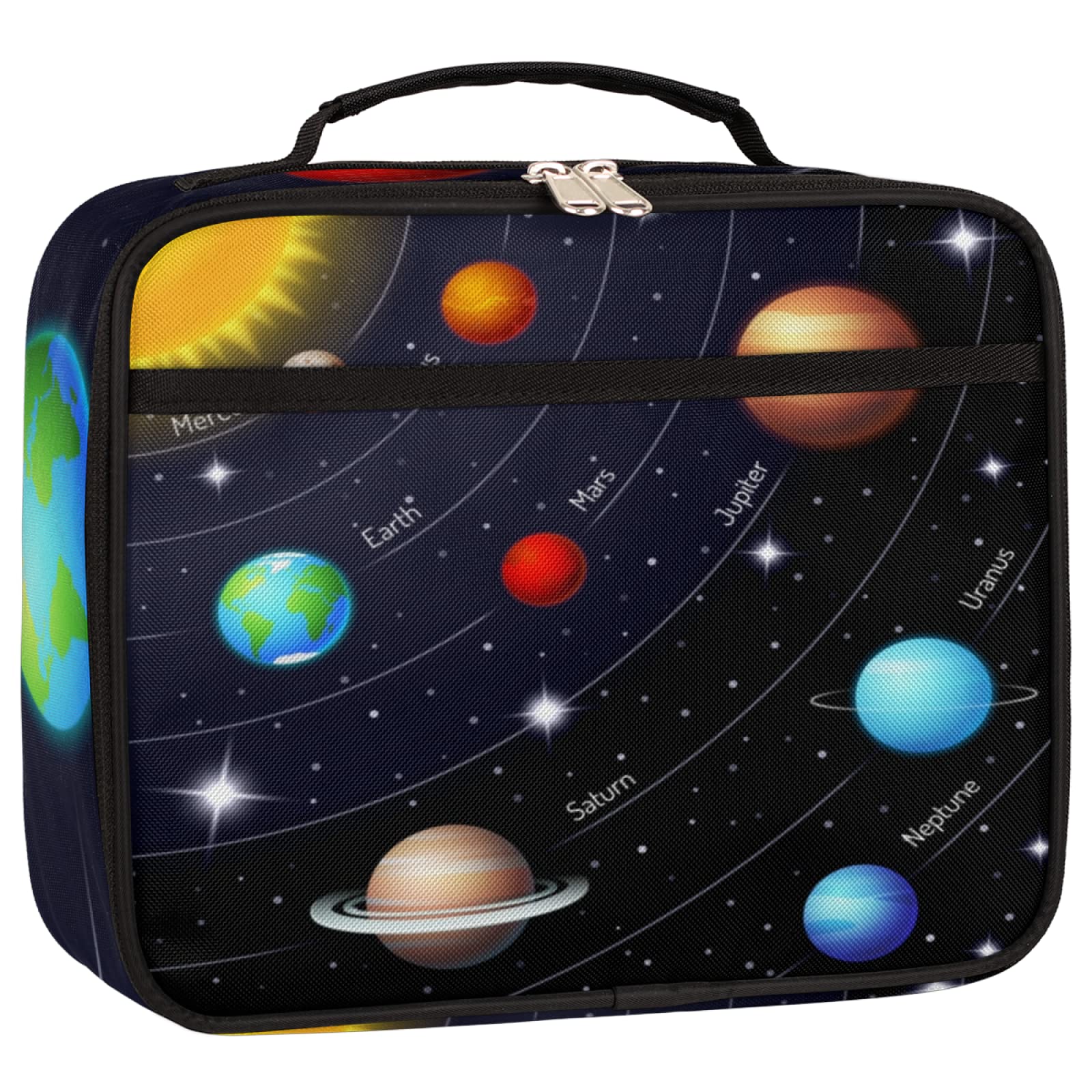 Solar System Planet Print Insulated Lunch Box for Boys Girls Adult, Reusable Back to School Lunch Bag, Leakproof Meal Prep Tote Kit Cooler Bag Lunch Tote Bag for Work Beach Outdoor