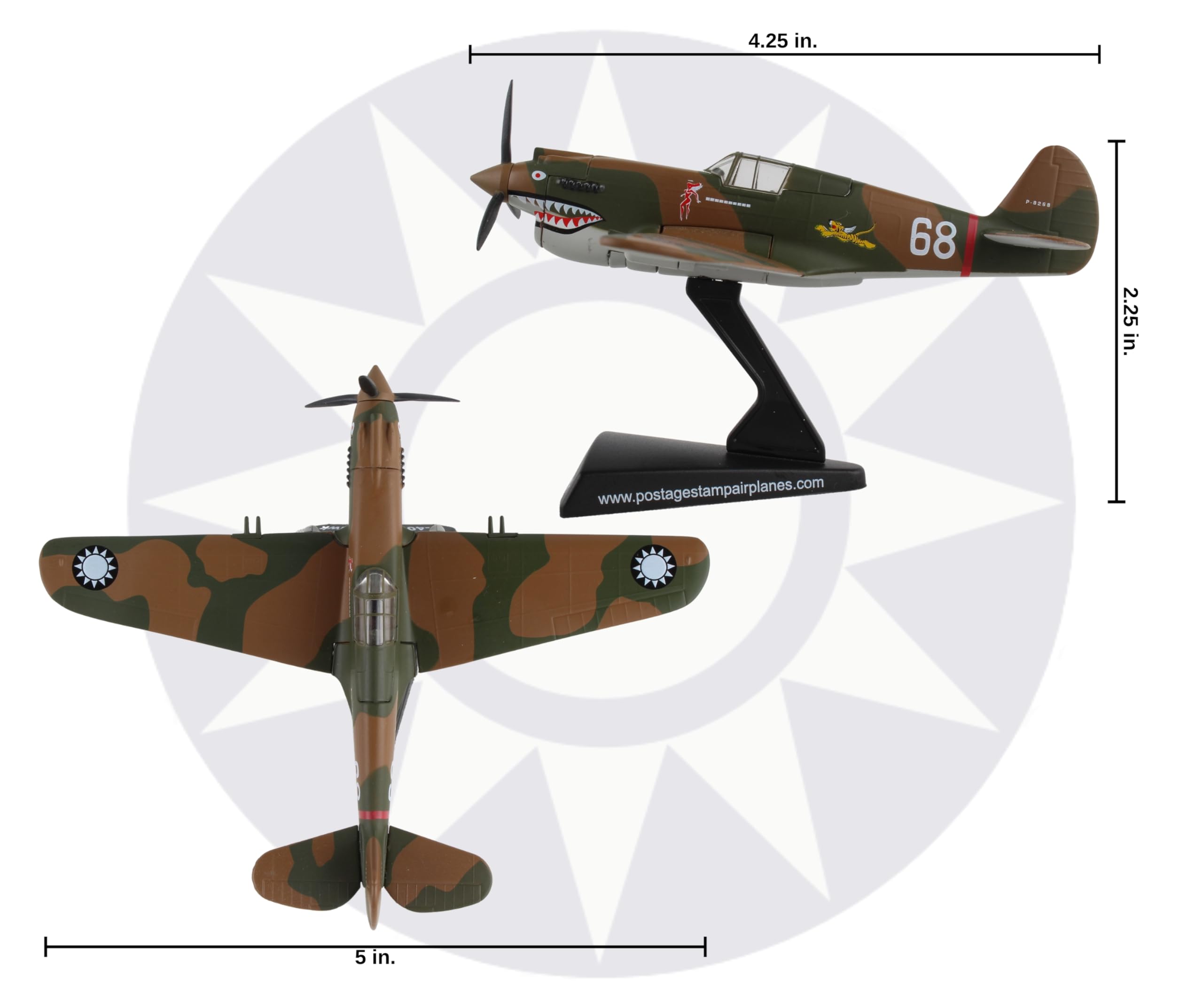 Daron Worldwide Trading P-40 Warhawk Hell's Angels 1:90 Vehicle, Brown , Black