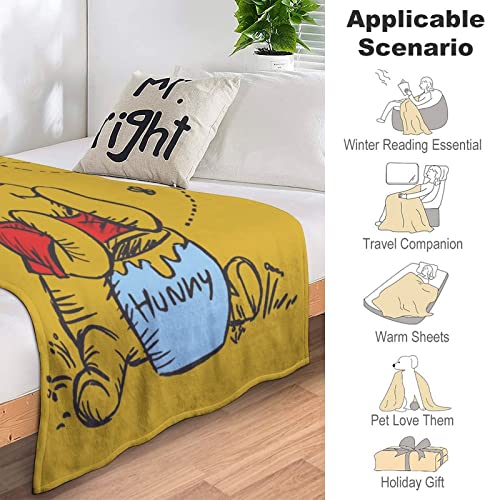 Cute Blanket Cartoon Plush Soft Warm Print Throws for Bed Couch Chair Living Room 60 x 50 in