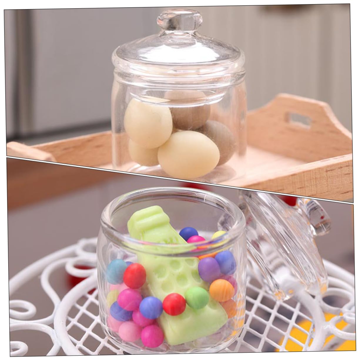 HOOTNEE 2 Pcs Miniature Jar Clear Jars Terrarium Tools Home Goods Home Decor Apothecary Jars Mini Tiny Clear Glass Jars Bottles Doll House Ornaments Mini Glass Jar Adornments Bell Shaped