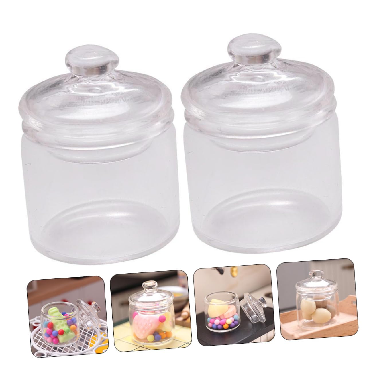 HOOTNEE 2 Pcs Miniature Jar Clear Jars Terrarium Tools Home Goods Home Decor Apothecary Jars Mini Tiny Clear Glass Jars Bottles Doll House Ornaments Mini Glass Jar Adornments Bell Shaped