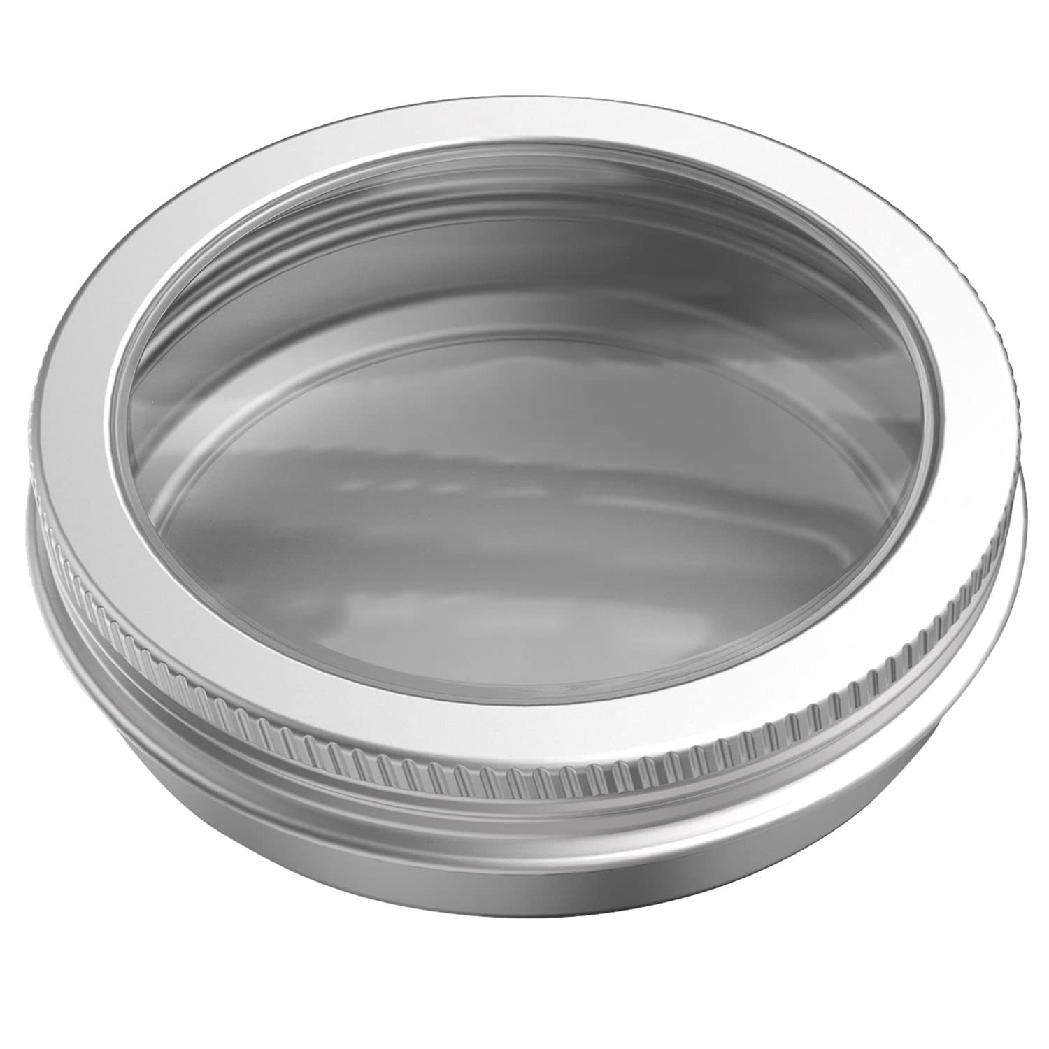20 Pcs 4 Ounce aluminum Tins Jars Containers Round Clear Top Screw Lids Containers for Cosmetic, Salves, Balms, Lip Balm, Spices or Others, Silver