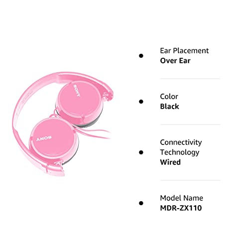 SONY Wired Over Ear Best Stereo Extra Bass Portable Foldable Headphones Headset for Apple iPhone iPod/Samsung Galaxy / mp3 Player / 3.5mm Jack Plug Cell Phone (Rose)