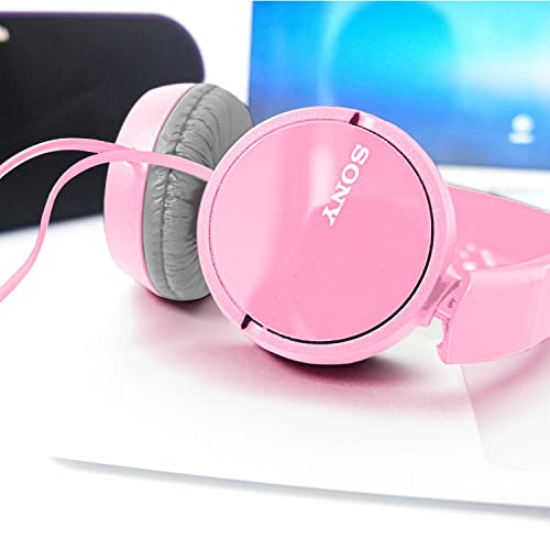 SONY Wired Over Ear Best Stereo Extra Bass Portable Foldable Headphones Headset for Apple iPhone iPod/Samsung Galaxy / mp3 Player / 3.5mm Jack Plug Cell Phone (Rose)