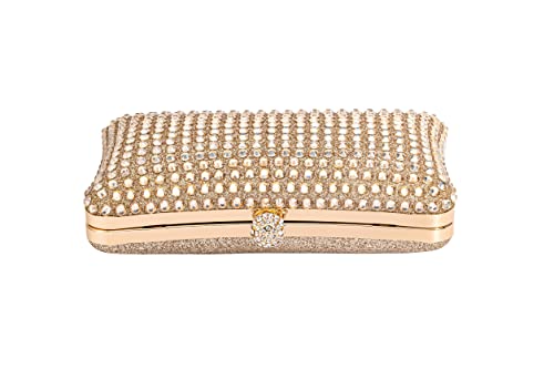 Mulian LilY Gold Evening Bags For Women Glitter Crystal Rhinestones Clutch Purse With Detachable Chain Strap M261